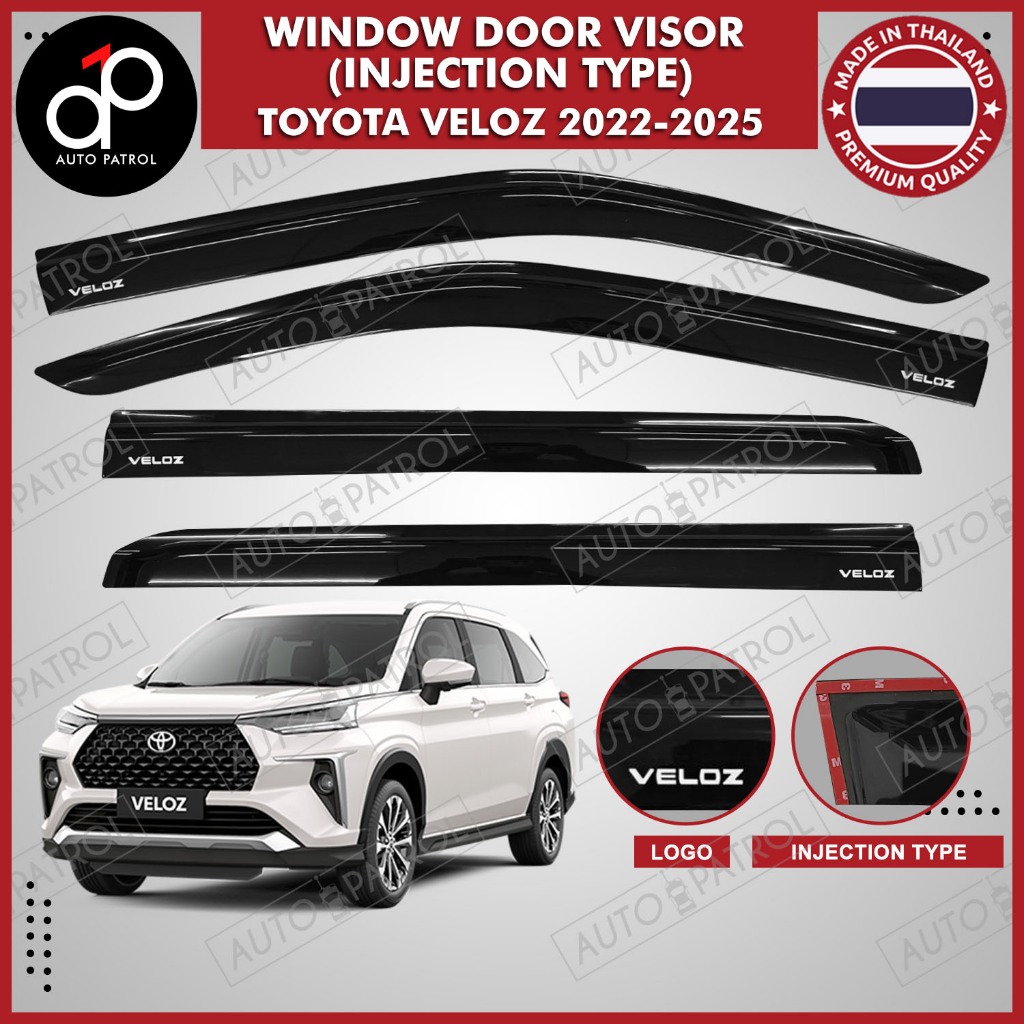 TOYOTA VELOZ 2022-2025 Window Door Rain Visor Black (INJECTION TYPE ...