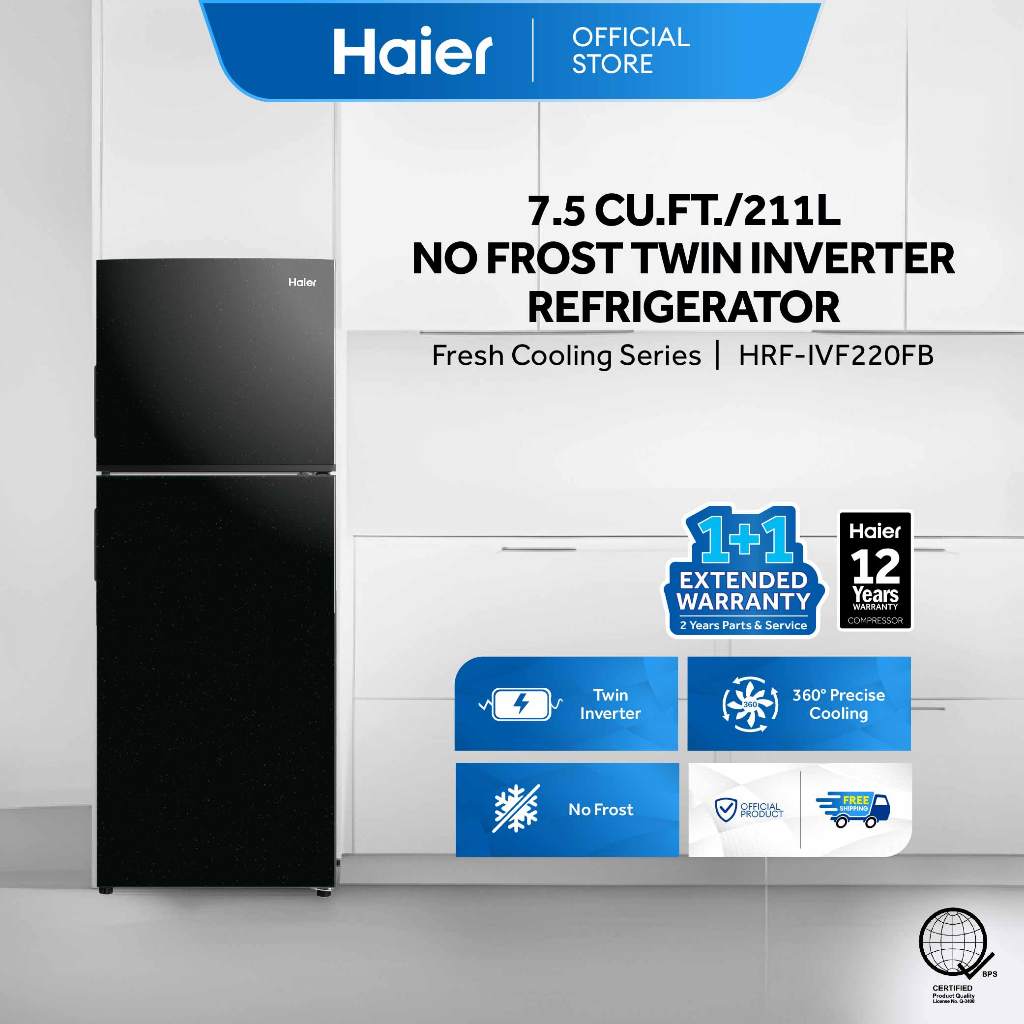 Haier HRF-IVF220FB 7.5cu.ft. / 211L Fresh Cooling No Frost Twin ...