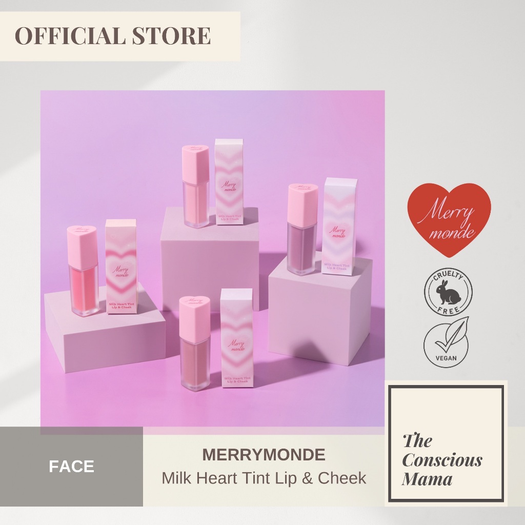 MERRYMONDE Milk Heart Tint Lip & Cheek (Vegan, Cruelty-Free Korean Make ...