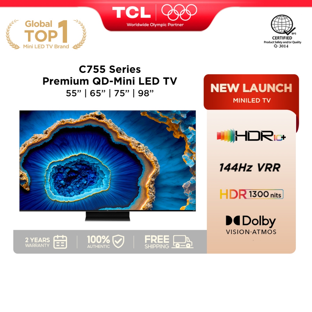 TCL C755 QD-Mini LED 4K TV - 55C755 , 65C755 , 75C755 , 98C755 (Multiple Eye Care, IMAX Enhanced ...