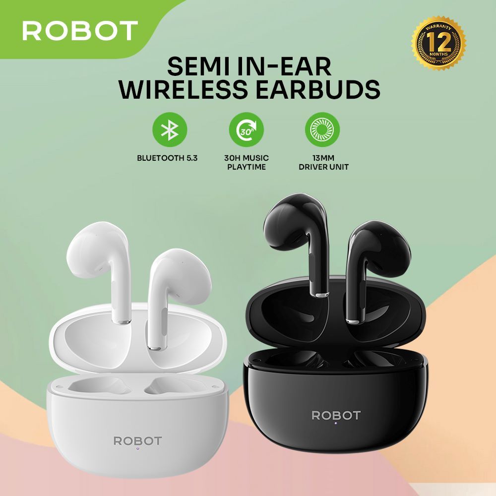 ROBOT Flybuds T10S TWS Semi in Ear Wireless Earbuds Bluetooth 5.3 IPX4 ...