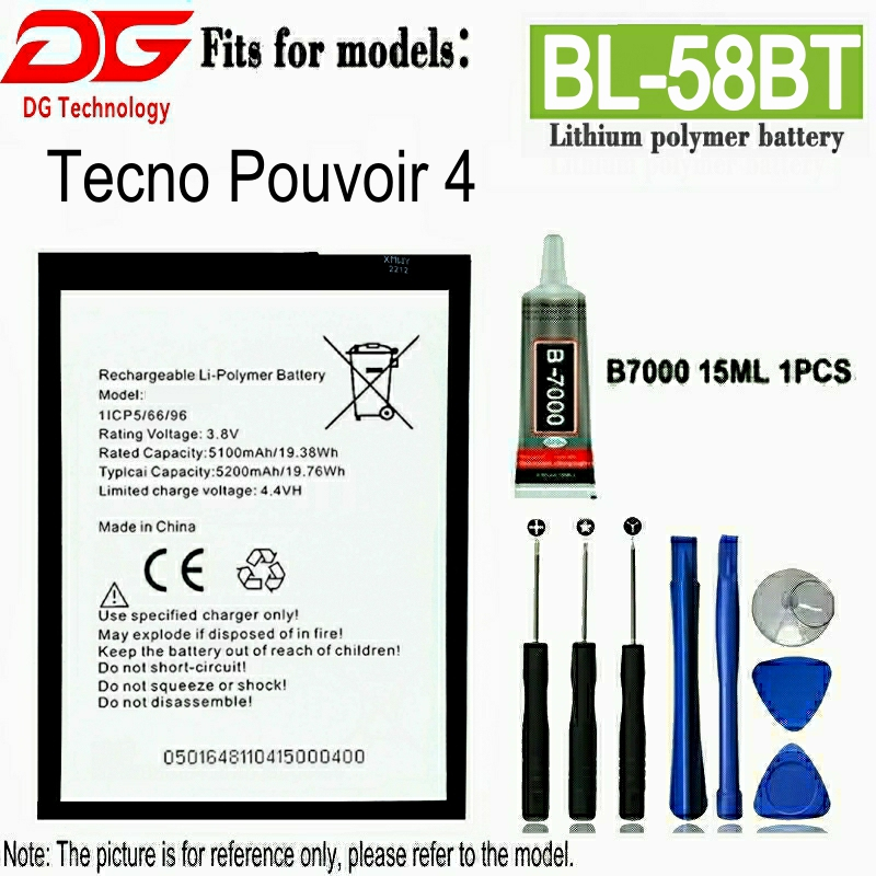 【COD】DG BL-58BT Replacement Battery For Tecno Pouvoir 4 Battery High ...