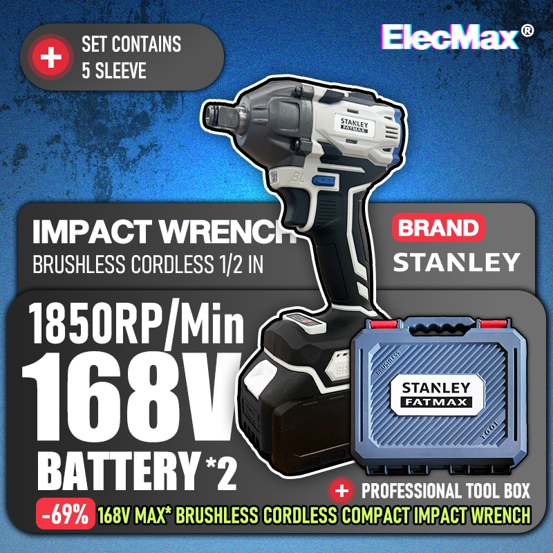 stanley impact wrench cordless heavy duty impact drive tools set 168v 2 ...