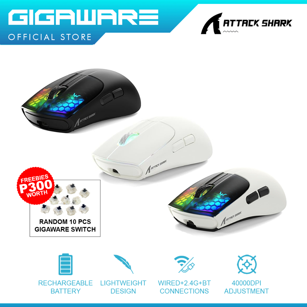 Attack Shark X5 Wireless Gaming Mouse Tri-Mode 2.4G USB-C Wired ...