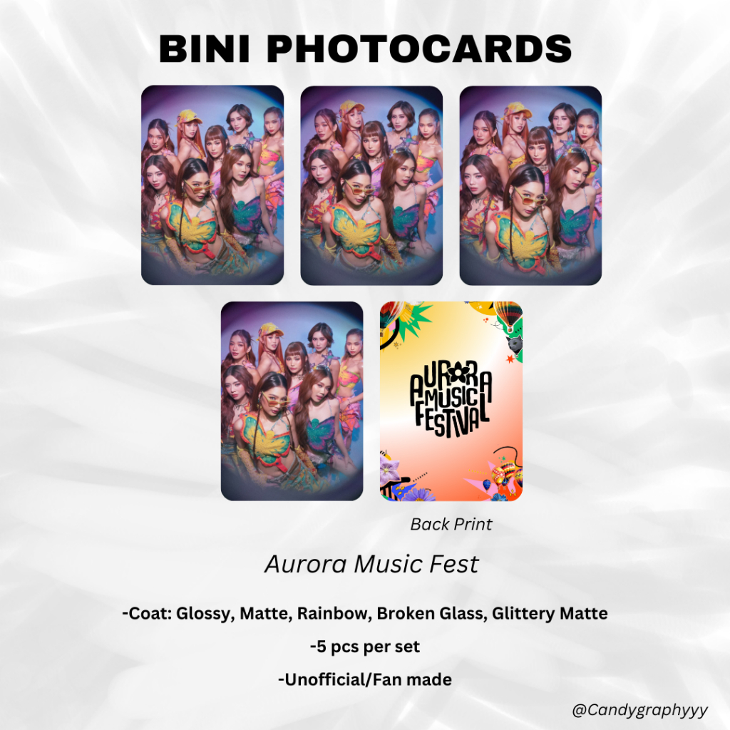 Bini Photocards Aurora Music Festival (Jhoanna, Stacey, Gwen, Sheena ...