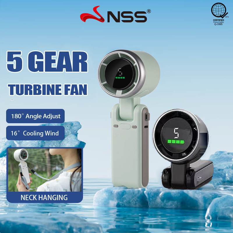 NSS Turbine Mini Desktop Electric Fan Handheld Foldable Rechargeable ...