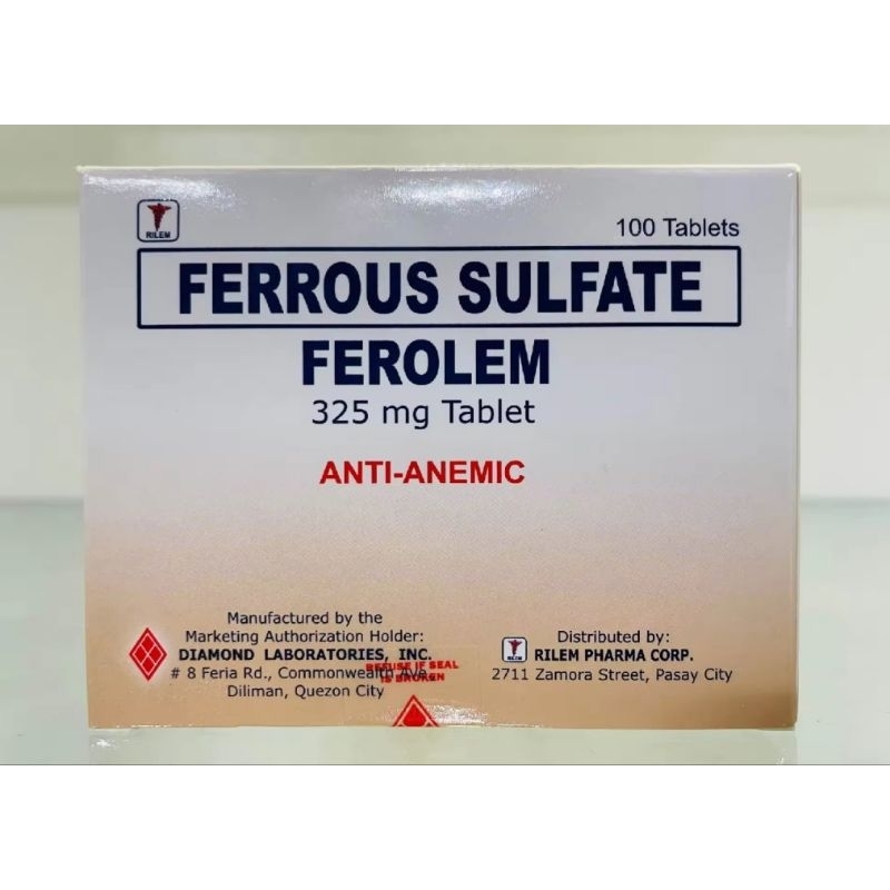 FERROUS SULFATE FEROLEM 325 MG Equivalent to 65 MG Elemental Iron FDA ...
