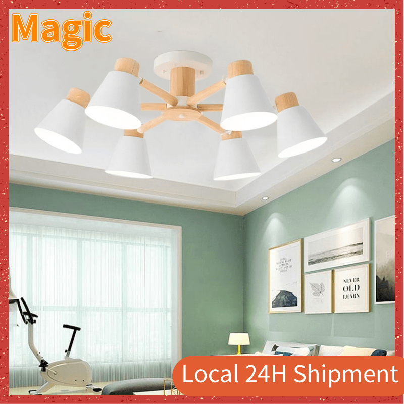 LED Wood Ceiling Light Simple Center Chandelier Lights For Living Room ...