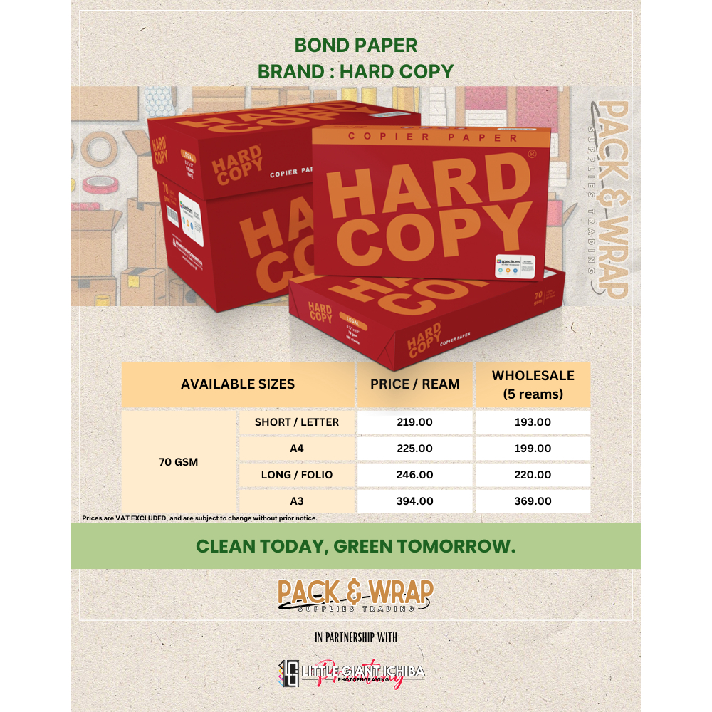 Pack and Wrap x LGI Printing : HARD COPY: BOND PAPER(Retail and ...