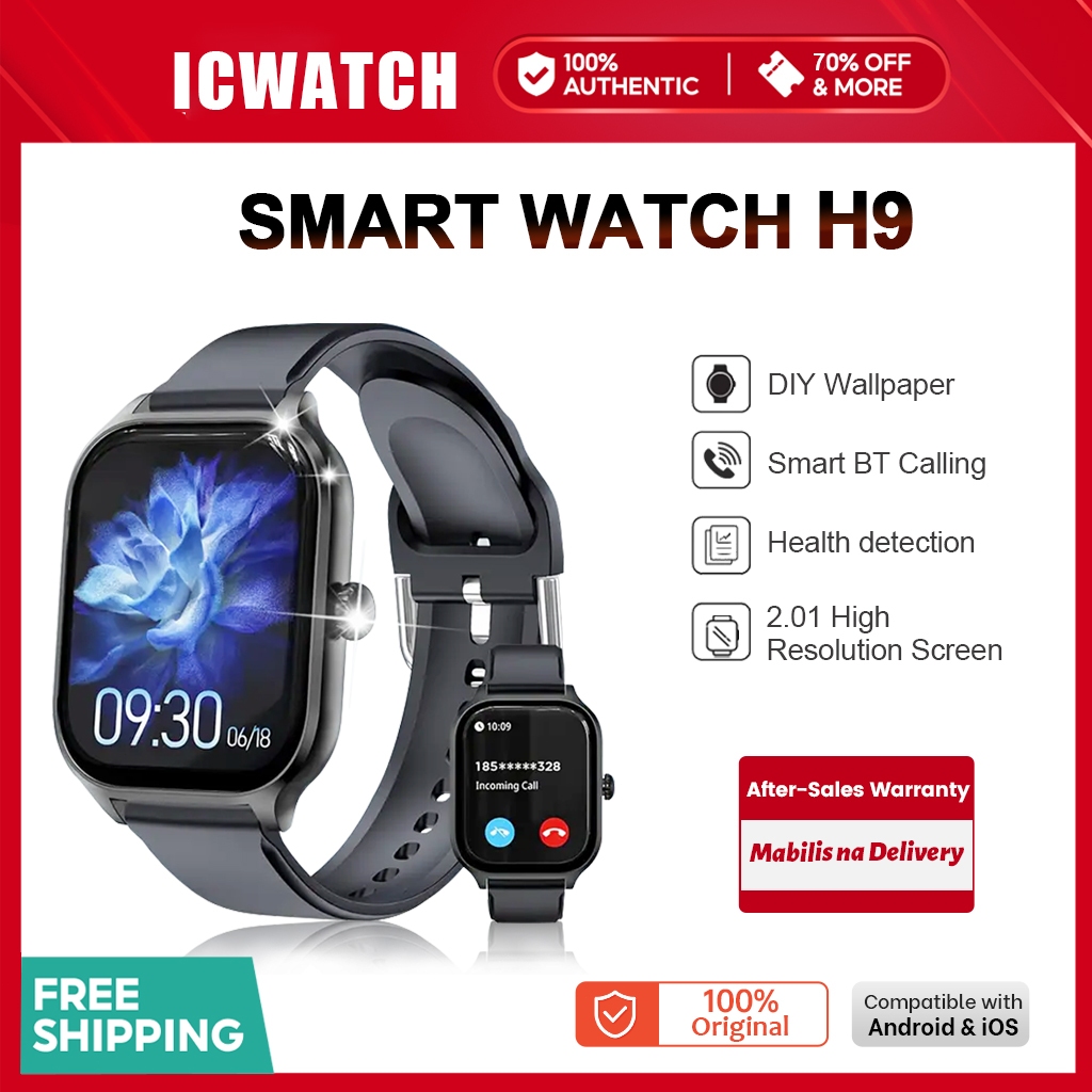 H9 Smart Watch 2.01 Full Touch Color Screen Fitness Tracker Bluetooth ...