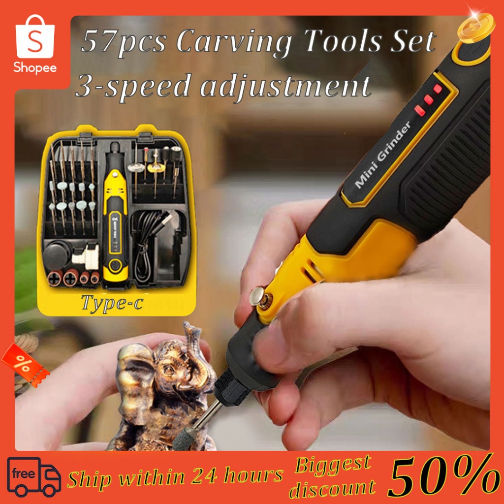 57PCS Mini Grinder Tool Set Carving Tools Electric Cordless Mini ...