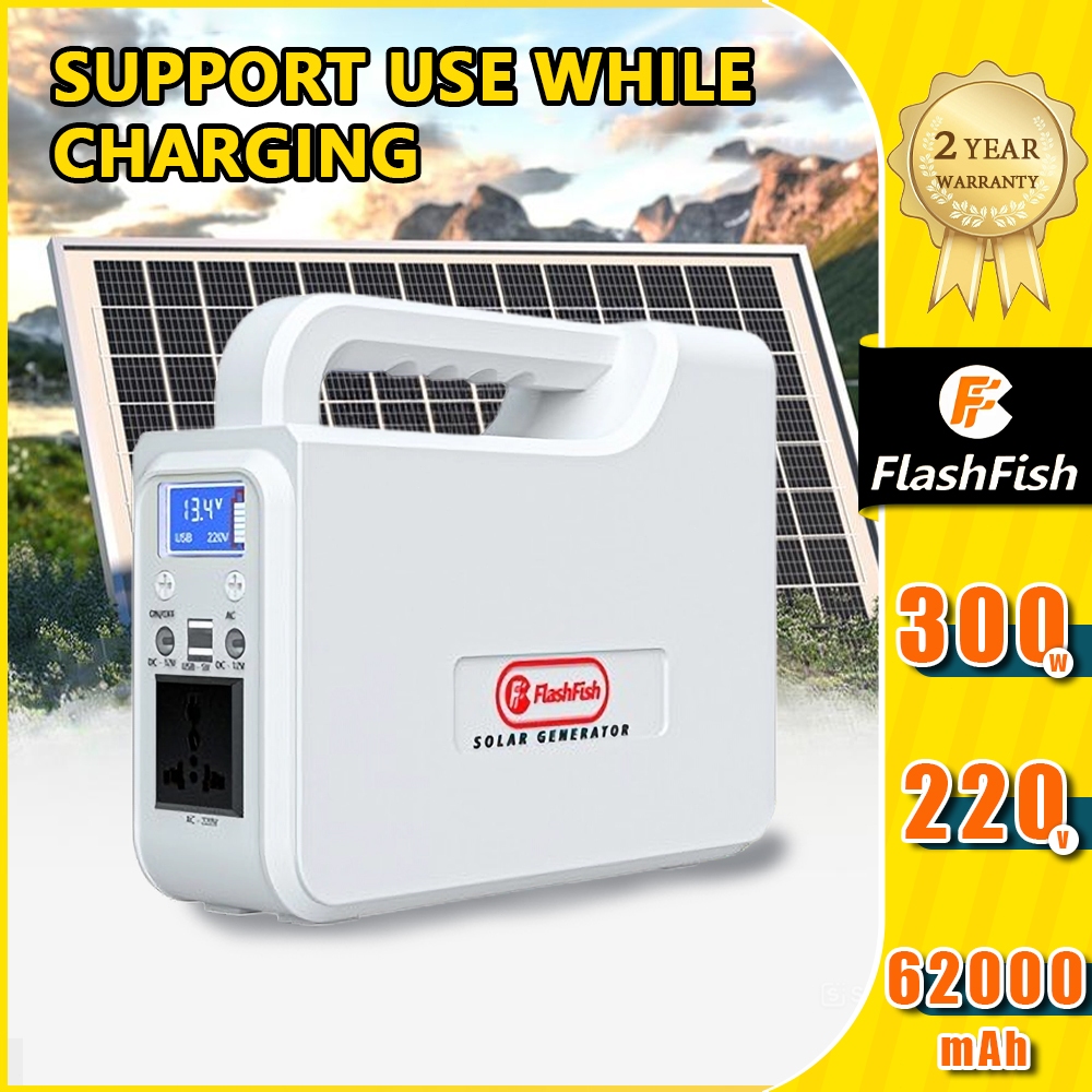 Flashfish 300W 60Hz solar generator solar panel power station Lifepo4 ...