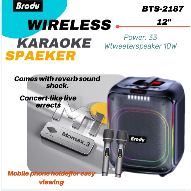 BTS-2187 12inch SPEAKER Wireless Power Subwoofer Bluetooth Speaker w/ 2 Wireless mic | Shopee ...