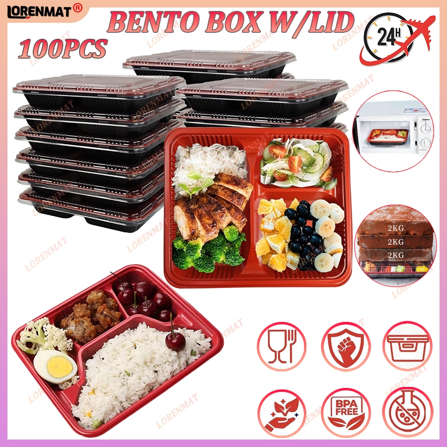 100 pcs Disposable Meal Box Takeaway Lunch Box Food Grade PP Plastic ...