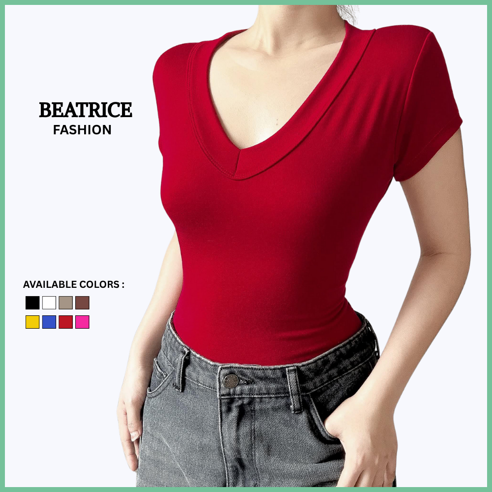 BFS Perry Plain V Neck Double Lining Shortsleeves Full Length Top for ...