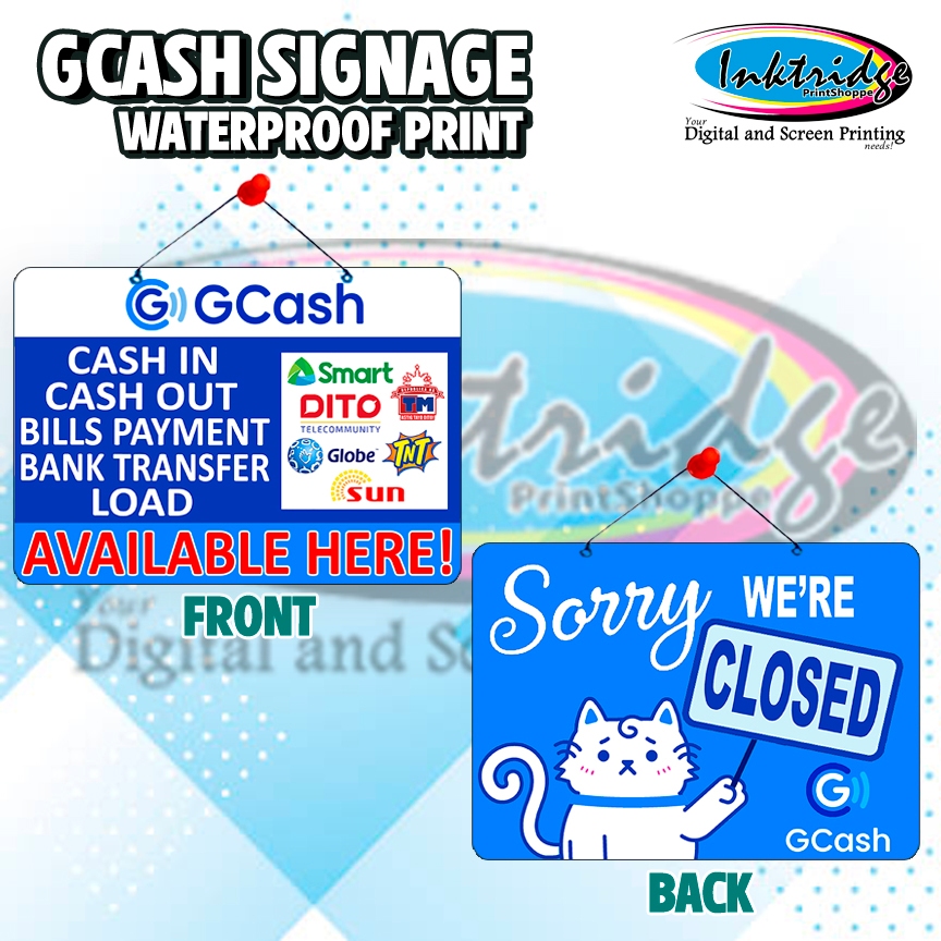 GCASH OPEN - CLOSED Signages | Back to Back | A4 ( 8 X 11 inches ...
