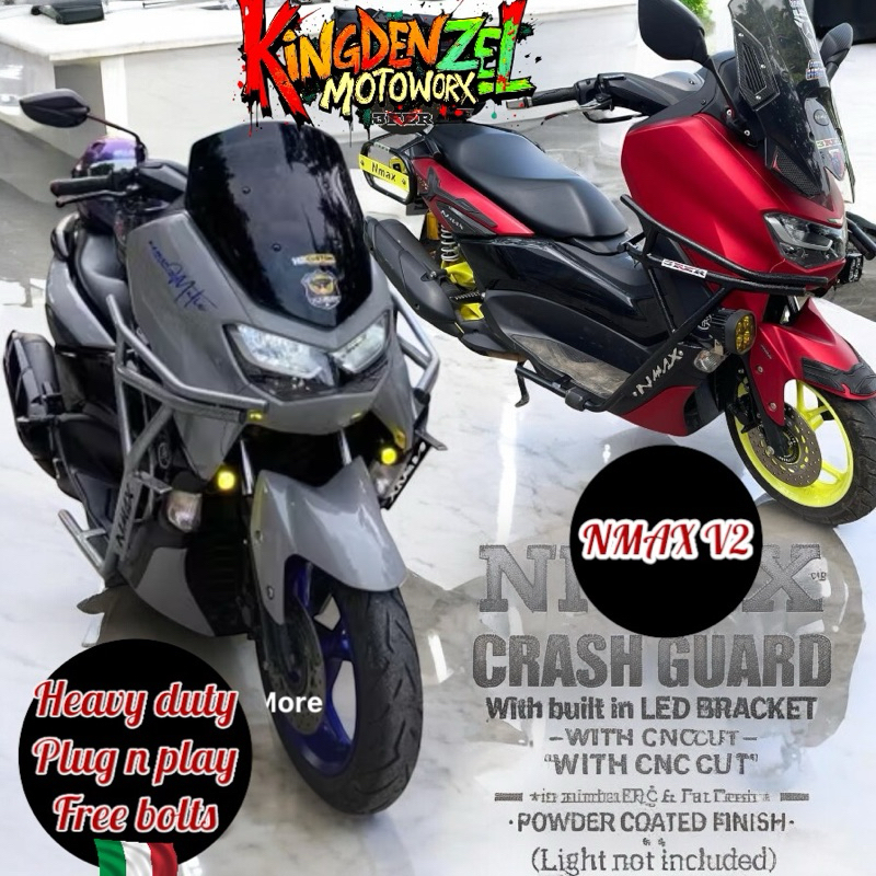 NMAX V2 CRASH GUARD WITH CNC CUT NAME POWDER COATED FINISH | Shopee ...