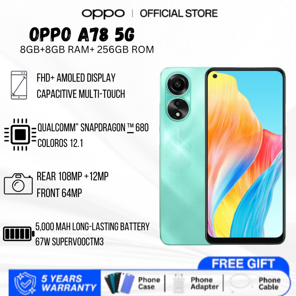 A78 5G Original Smartphone l 8GB RAM + 256GB ROM | 67W SUPERVOOC ...