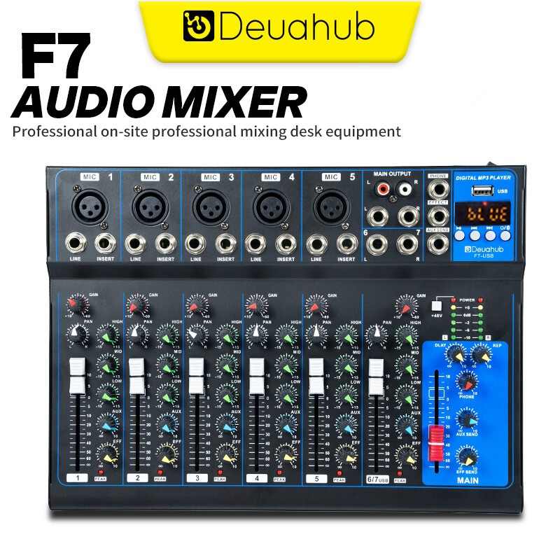 F4/F7-Usb Sound Mixer Audio Mixer Amplifier Mixer 4/7-Channel Built-In ...