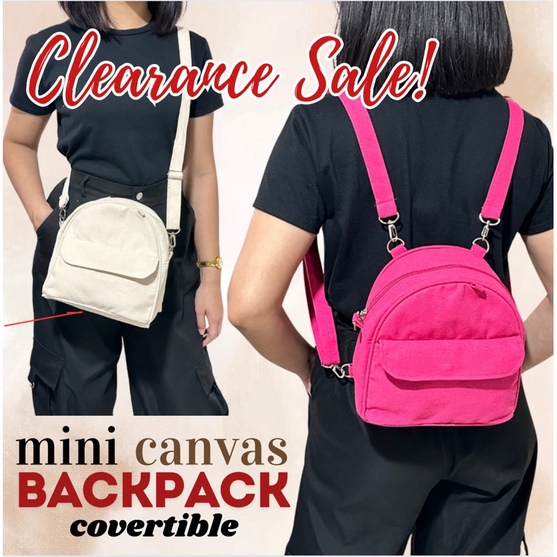 [CLEARANCE SALE] MINI CANVAS BACKPACK CONVERTIBLE TO SLING/SHOULDER BAG ...