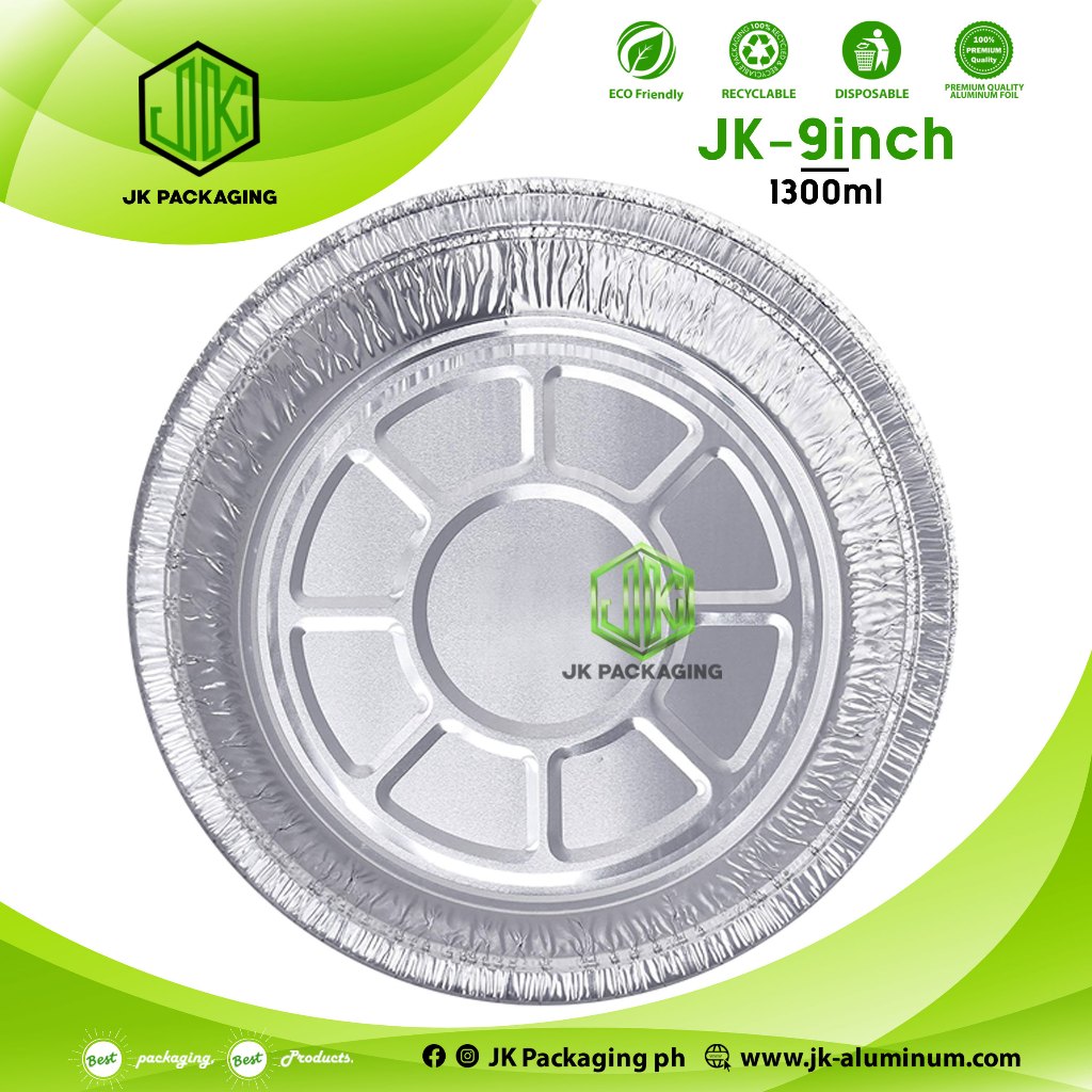 JK PACKAGING [10 PCS.] ( 9 Inch Round ) Aluminum Tray w/ Cover RO 1300ml JK-9inch | Shopee ...