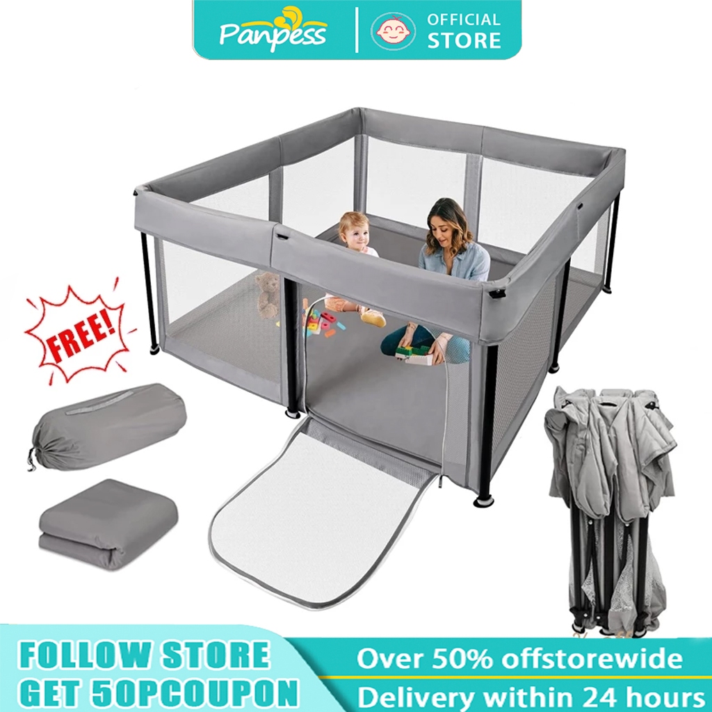 Panpess Playpen For Baby Free Installation Foldable With Foam Play Pen ...