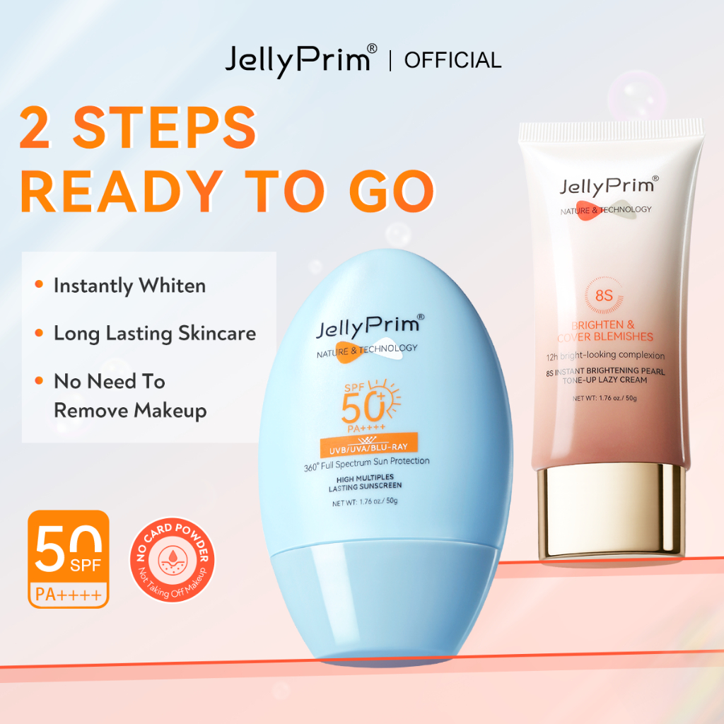 JellyPrim 8s Instant Brightening Whitening Lazy Cream+Suncreen SPF50 ...