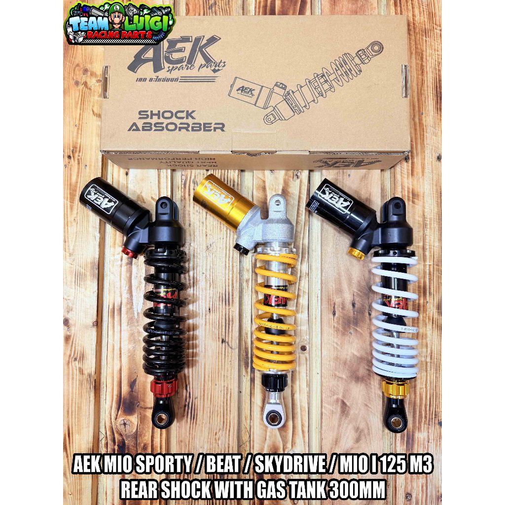 AEK MIO SPORTY / BEAT / SKYDRIVE / MIO I 125 M3 REAR SHOCK WITH GAS TANK 300MM 100% THAILAND ...