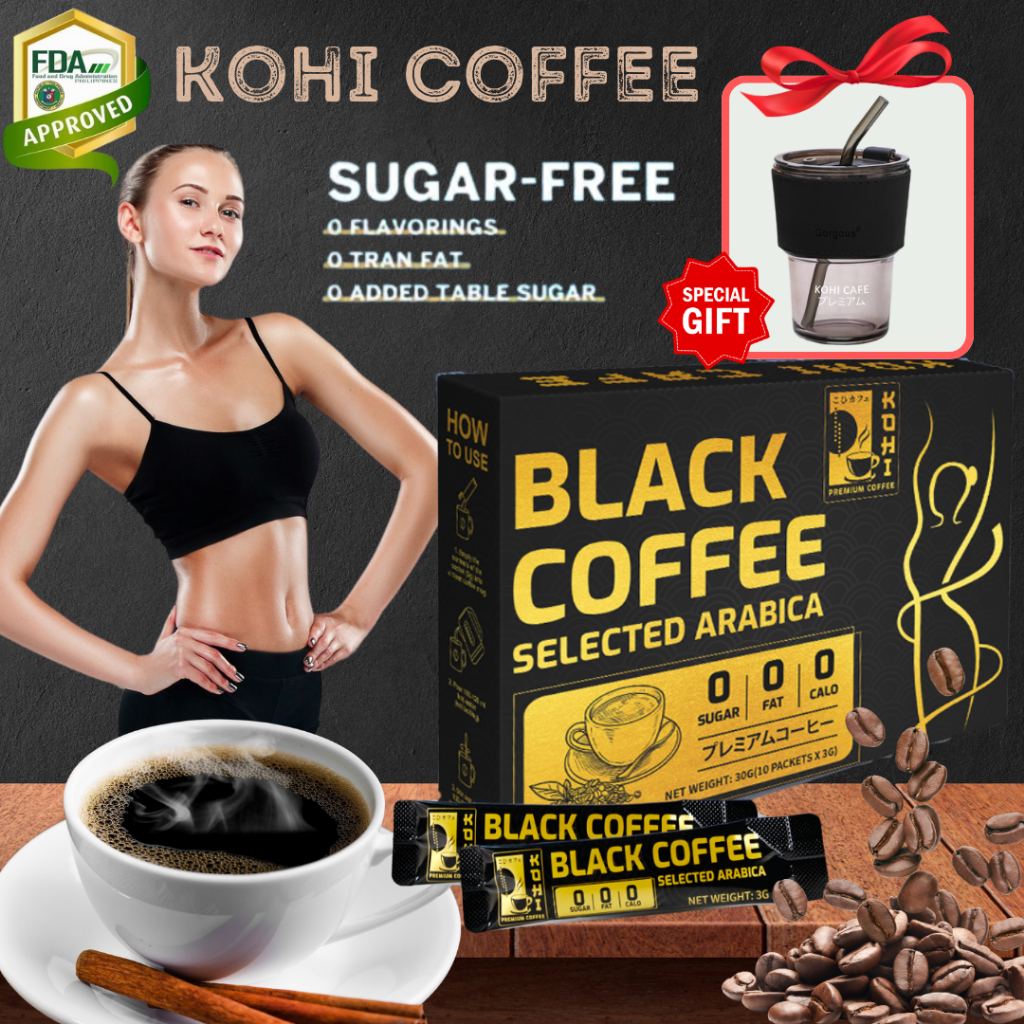 [NEW] KOHI Premium Black Coffee Kofe High protein and no sugar zero fat ...