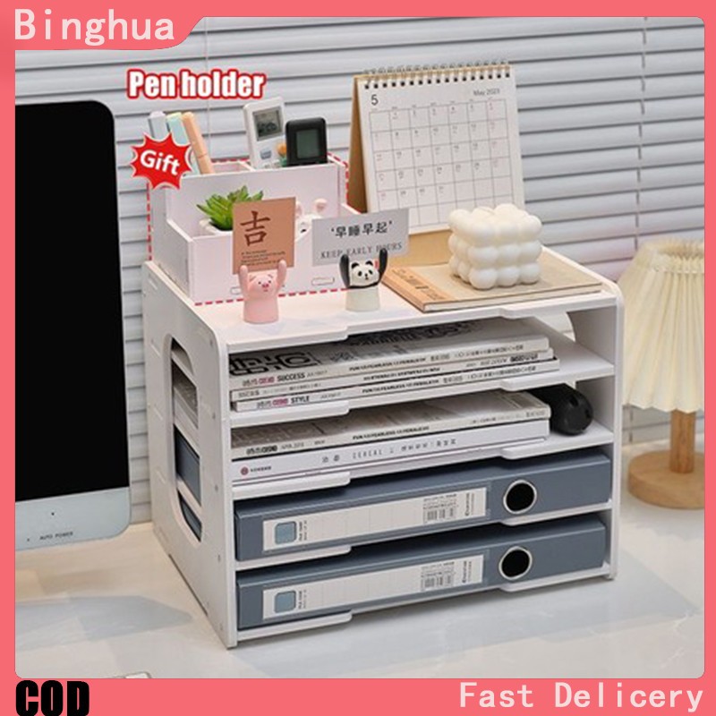 5 Layer Desktop File Holder Storage Box A4 Paper WPC File Rack Book ...