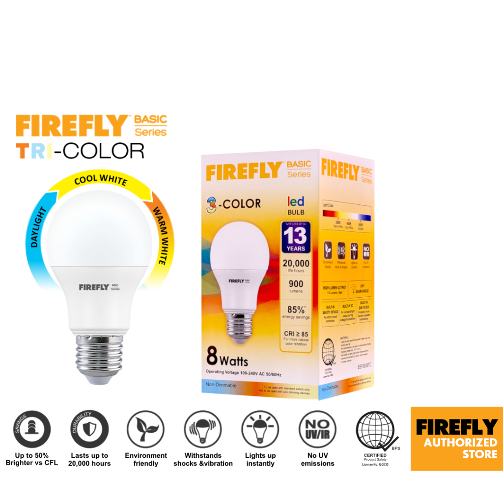 Firefly Basic Series Tri-Color LED Bulb | Shopee Philippines