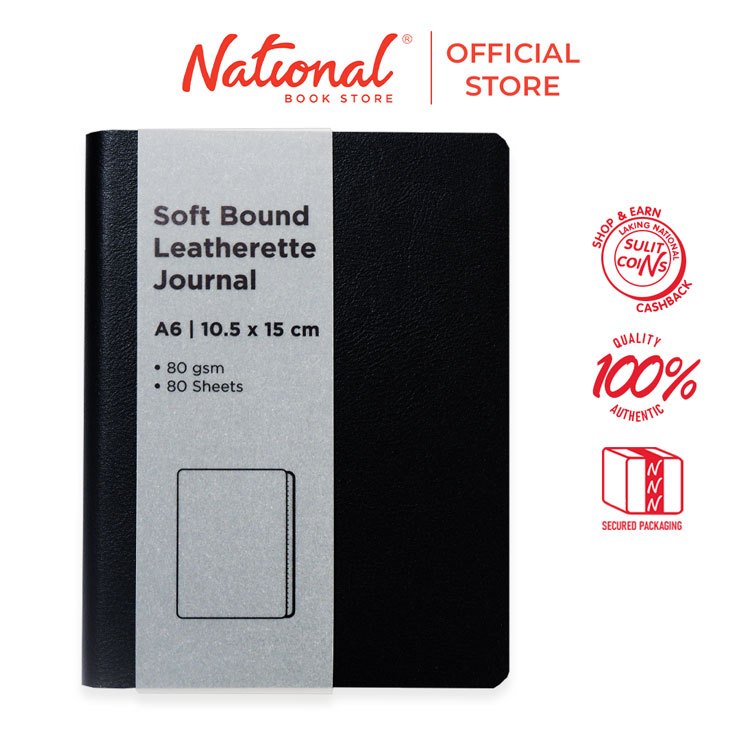 Premiere Notes Journal A6 80 Sheets 80gsm Leatherette, Black - Fine ...
