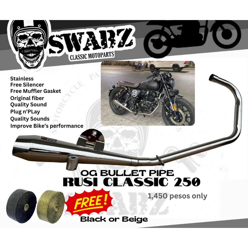 RUSI CLASSIC 250 (Rc250) O.G BULLET PIPE MUFFLER FULL EXHAUST PIPE ...