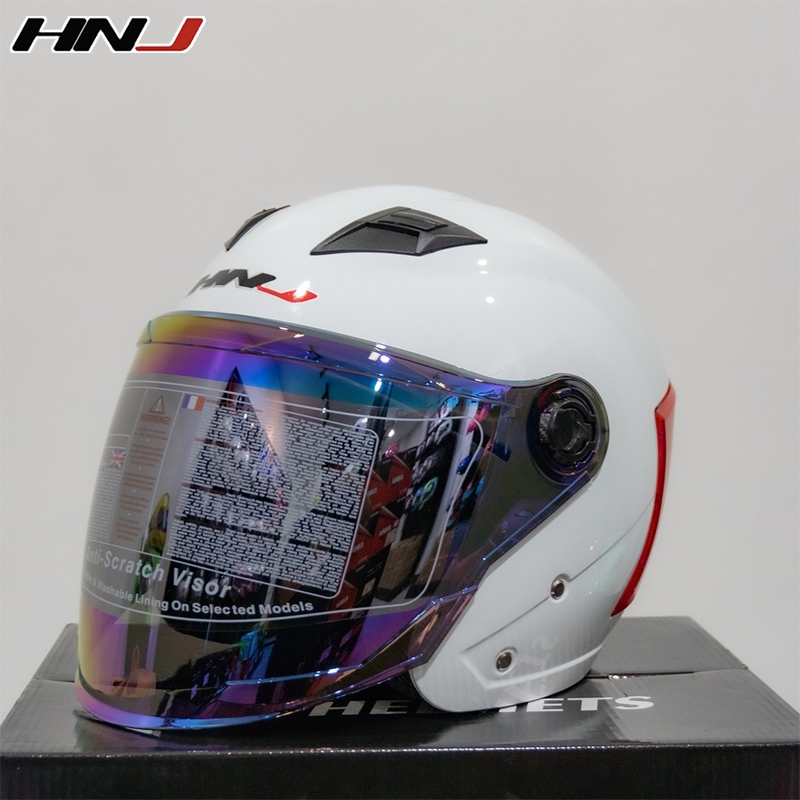HNJ A4-001 Tinted Visor Half Face Helmet for Motorcycle Men and Women ...