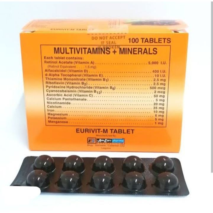 EURIVIT-M Tablet Multivitamins+Minerals (100's/box) | Shopee Philippines