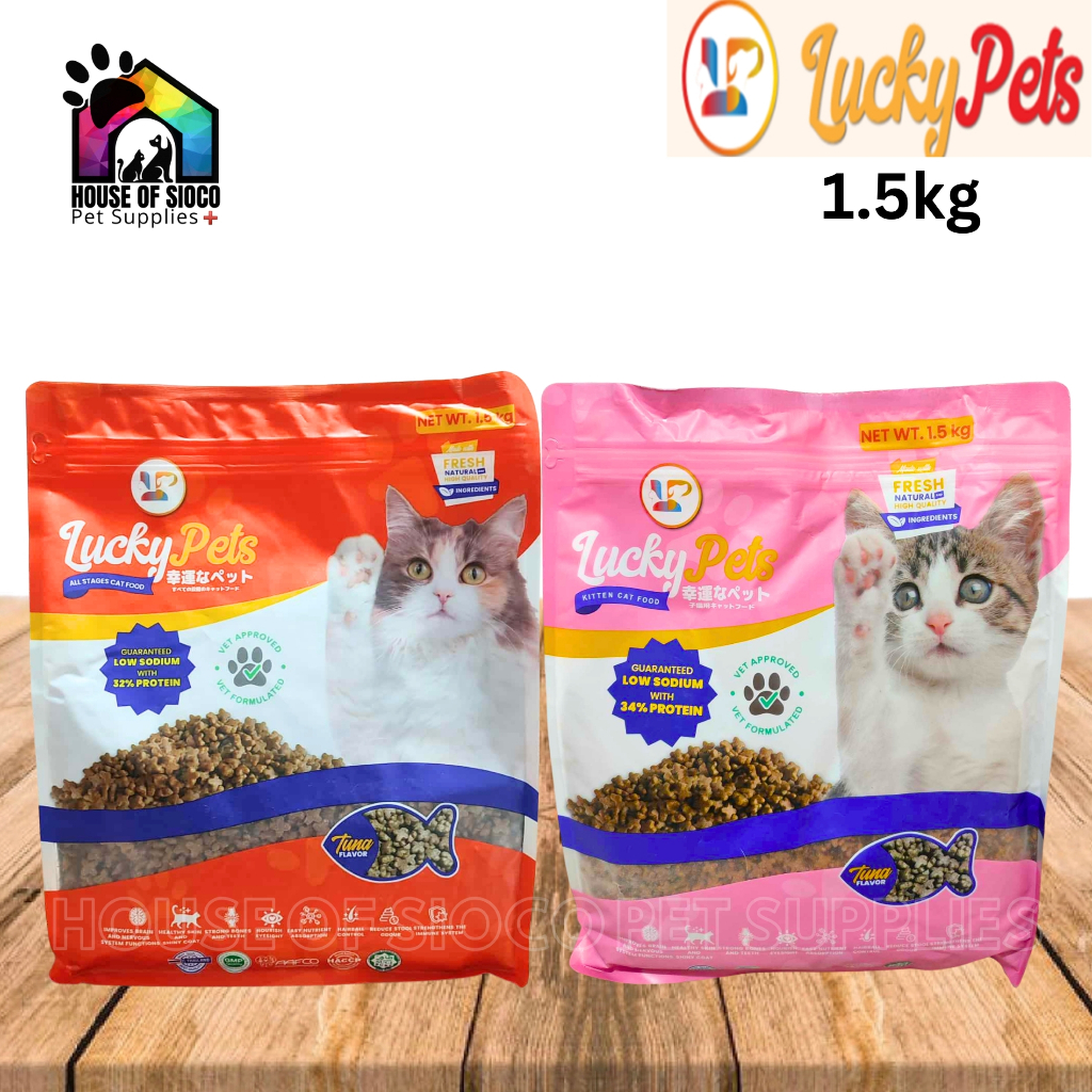 Lucky Pets Cat & Kitten Dry Food 1kg & 1.5kg (Tuna Flavor) | Shopee ...