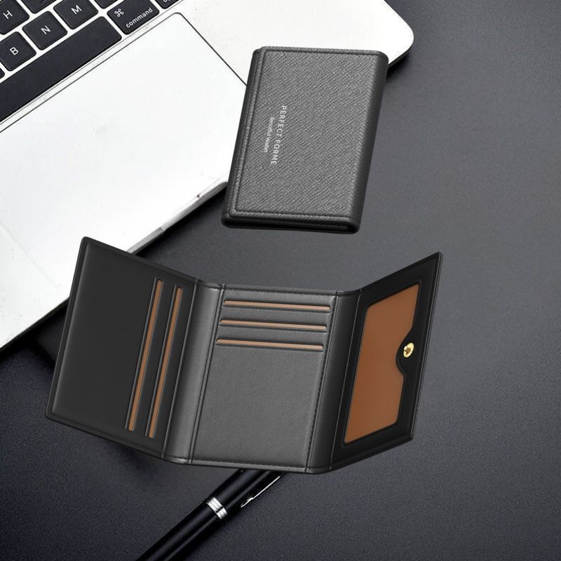 Leather Cards Holder Foldable Multi Card Slots Wallet Purse Business ...