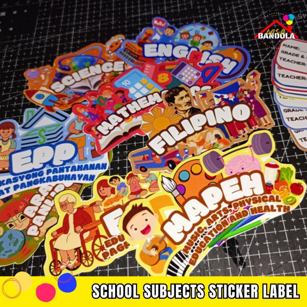 CASABANDOLA (10 pcs) SCHOOL SUBJECT STICKER LABEL Kinder Grade ...