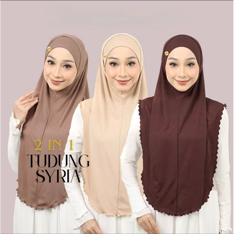 HANNA 2in1 Tudung syria with Metal Tag Pendant Misre Hijab Nylon ...