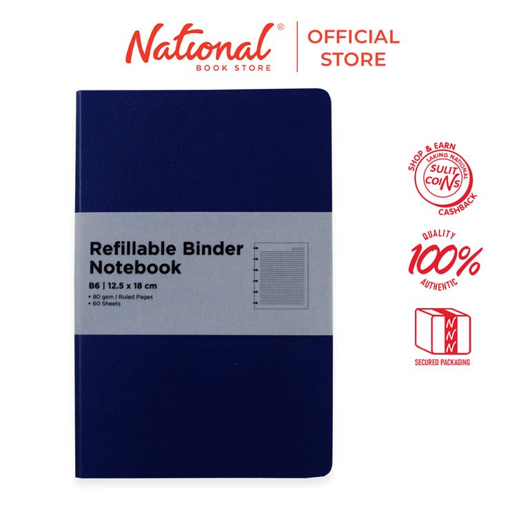 Premiere Notes Refillable Binder Notebook B6 60 Sheets 80gsm, Navy Blue ...