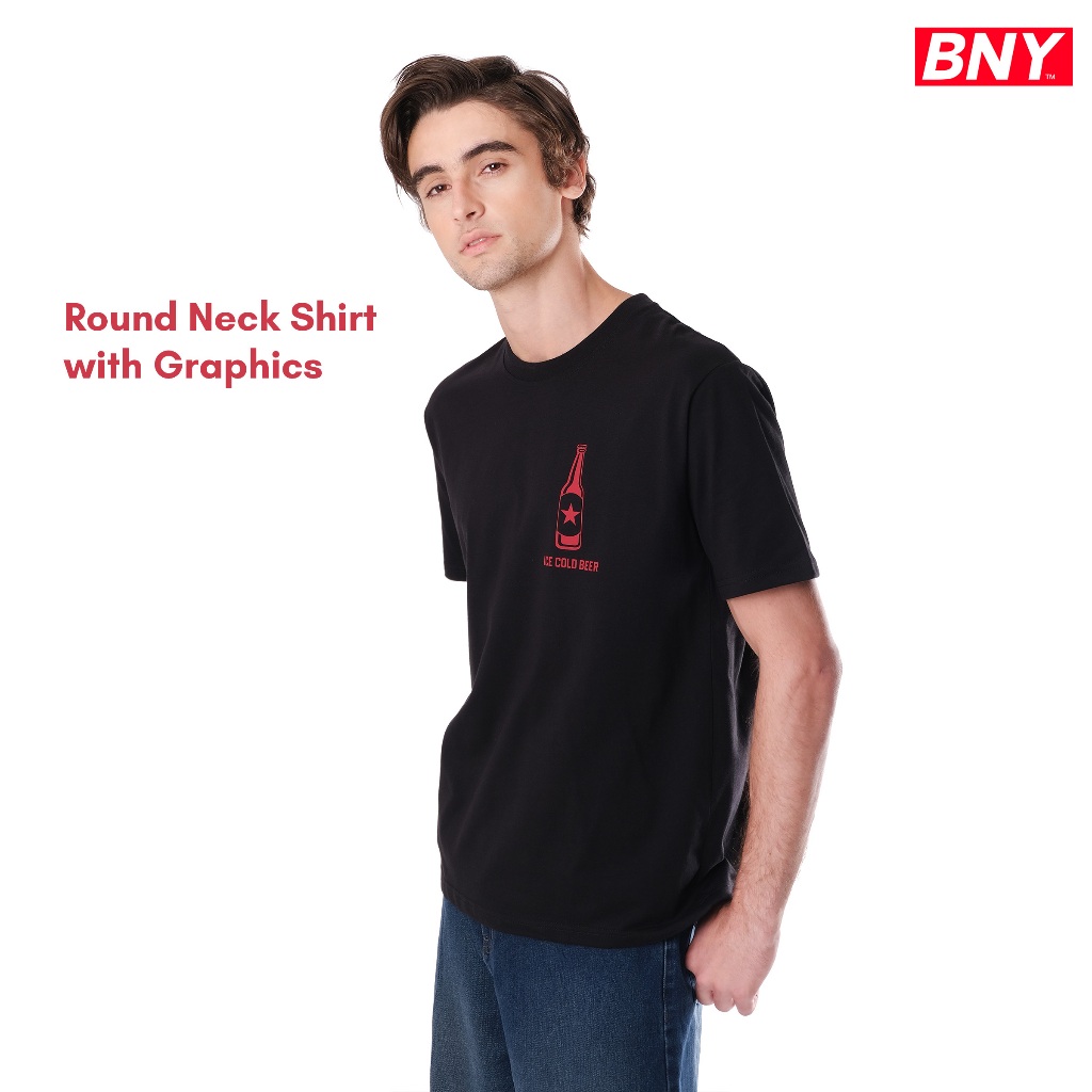 BNY Men's Round Neck Shirt With Graphics (023) | Shopee Philippines