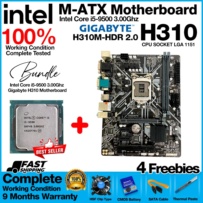 BUNDLE H310 GIGABYTE Motherboard + Intel i5/i3 8th/9th Gen Processor - HDMI/VGA/DVI [w/ FREEBIES ...