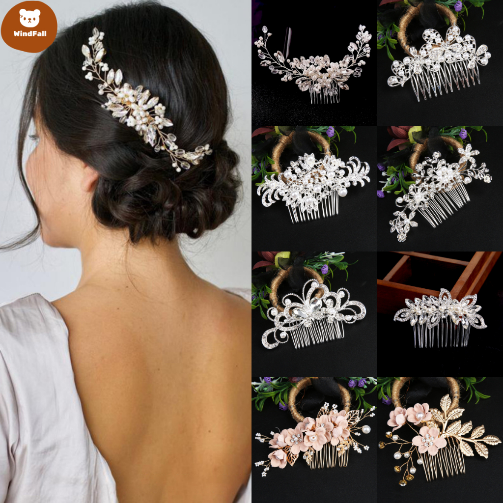 【Wind】Elegant Bridal Hair Clips Wedding Headpiece Hairpin Crystal Pearl ...