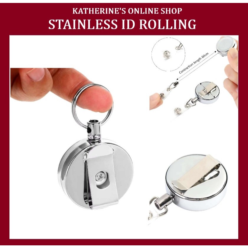 Retractable Metal Wire Keychain Pull Badge Reel ID Lanyard Name Tag ...