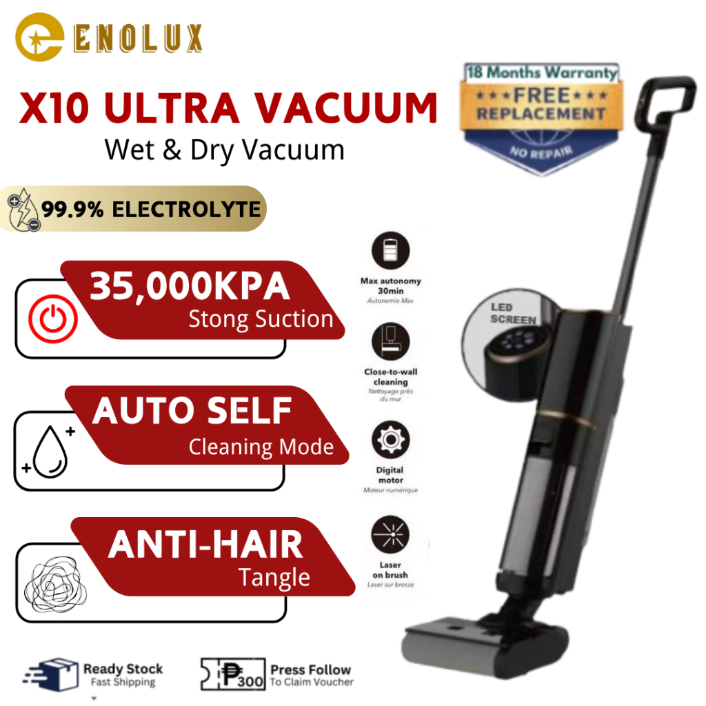 ENOLUX X10 ULTRA Bestselling Cordless Vacuum Mop Wet and Dry Sterilize ...