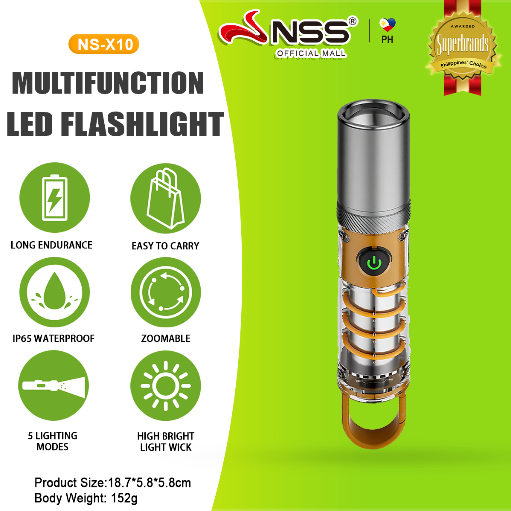 NSS Zoomable LED Flashlight Rechargeable Waterproof Outdoor Super ...