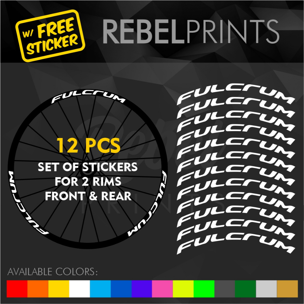 FULCRUM (12 pcs) Wheel Rim Sticker Decal Vinyl for Mountain Bike Road ...
