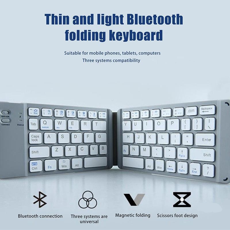 Ultra-thin Wireless Bluetooth Folding Charging Keyboard Portable for ...