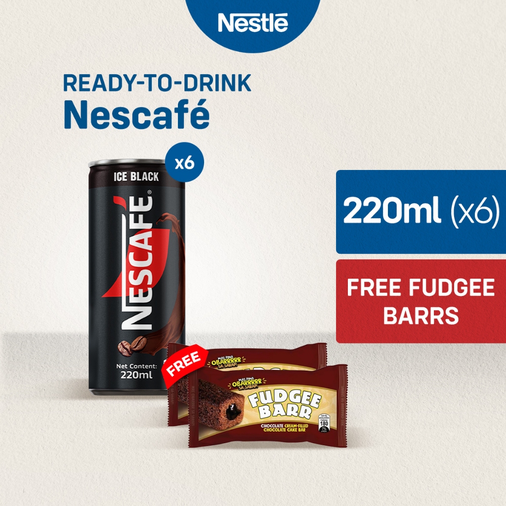 Buy 6 NESCAFE Ready-To-Drink Ice Black 220mL, Get 2 FREE Fudgee Barr ...