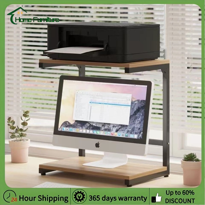 Office computer desk, high rack, printer rack, double shelf, multi ...